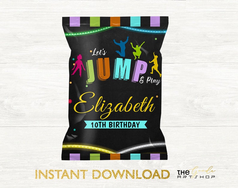 Jump Chip Bag Trampoline Chip Bag Jump Birthday Party Chip | Etsy