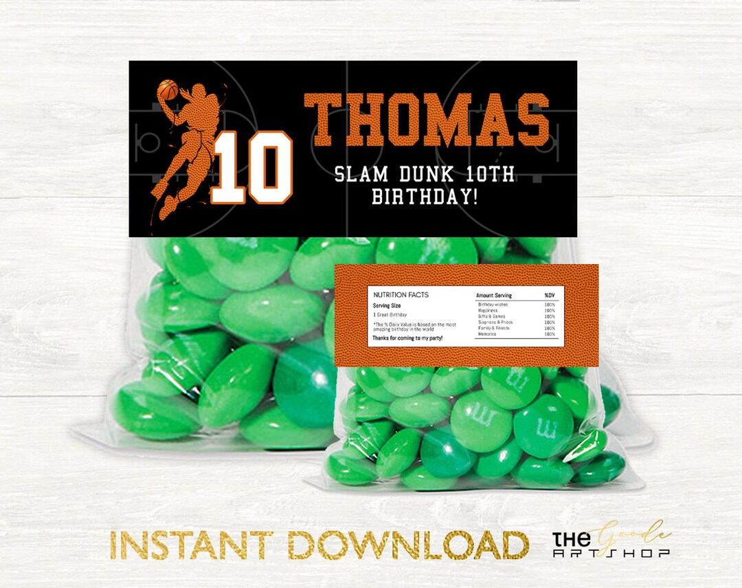 Basketball Treat Bag Topper, Basketball Treat Bag, Basketball Favors ...