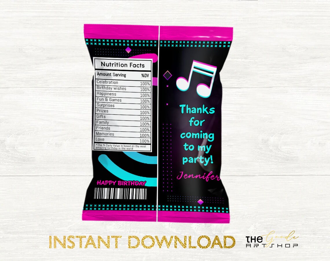 Musical Inspired Chip Bag, Musical Chip Bag, Musical Party Chip Bag ...