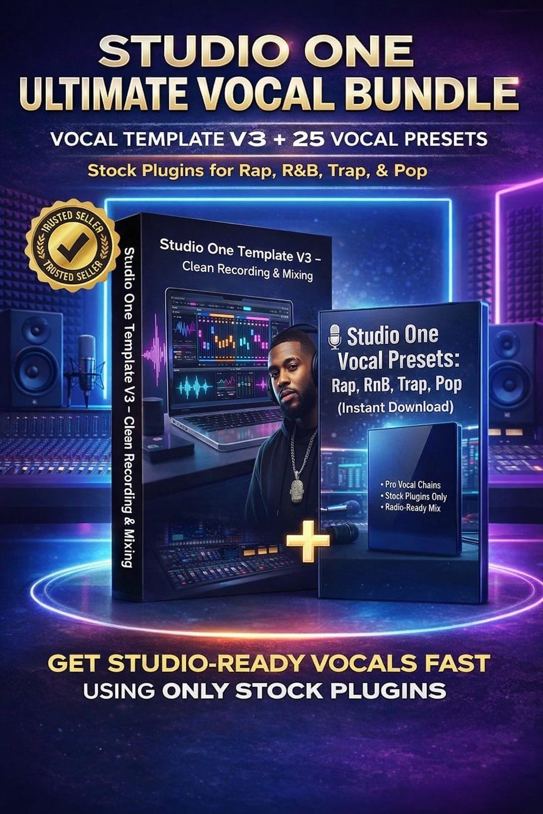 Studio One Vocal Bundle | Template + 25 Presets (rap, R&B, Trap ...