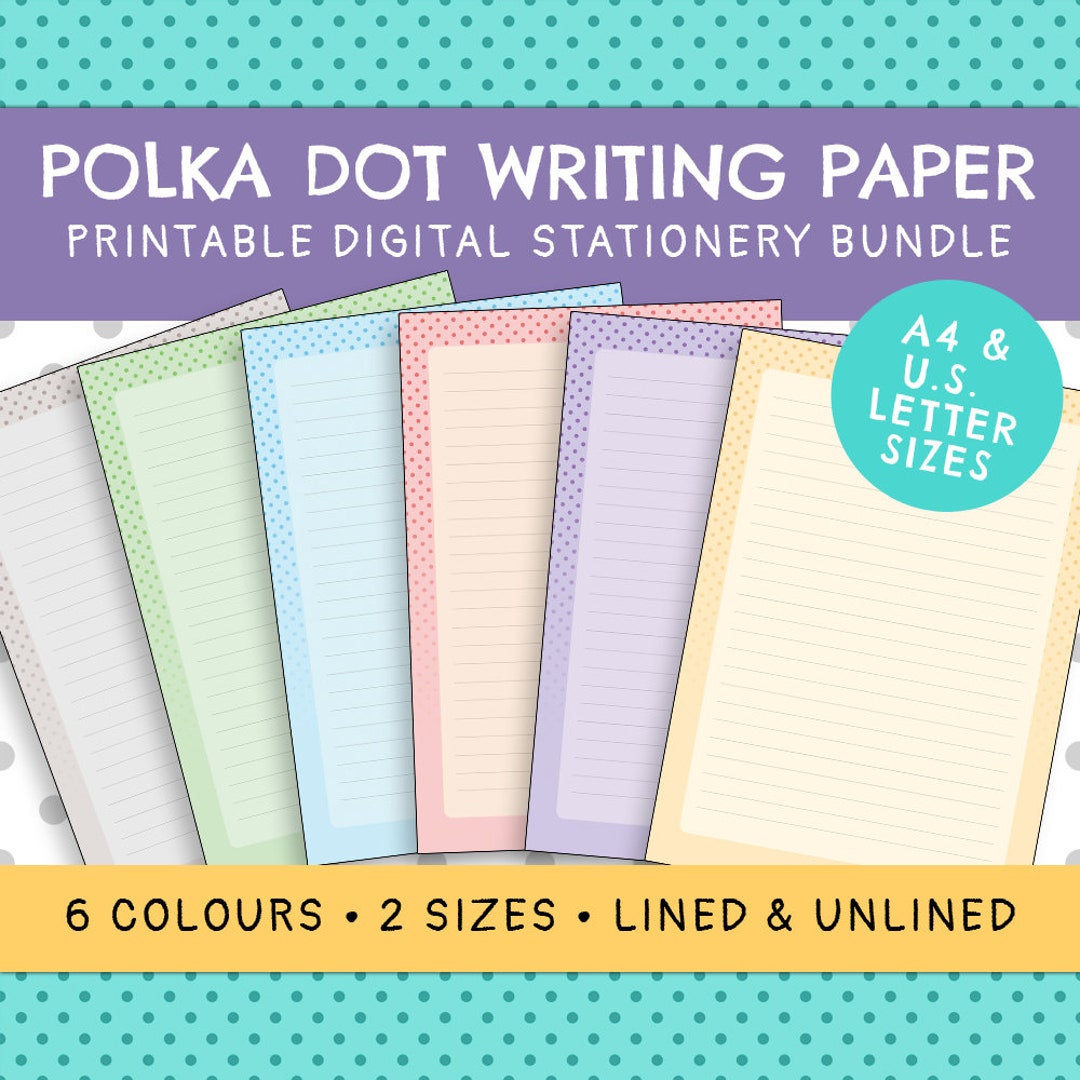 Polka Dot Digital Writing Paper | Stationery Printables Pack | 6 ...