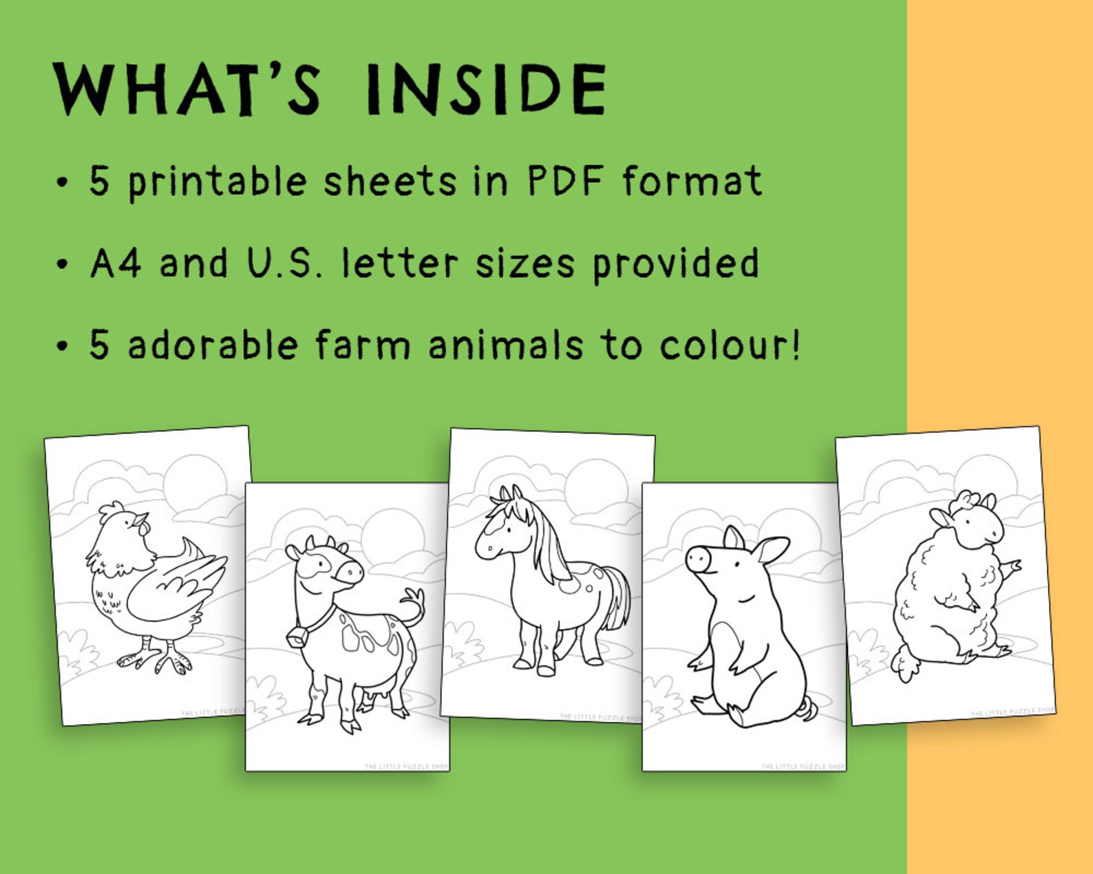 Farm Animal Colouring Pages for Kids | 5 Printable Sheets | Instant ...
