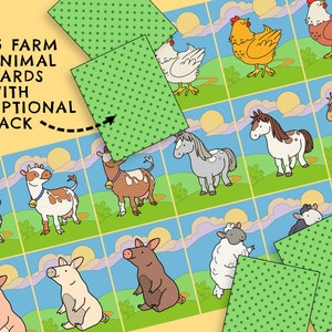 Farm Animal Matching Memory Game for Kids | 15 Printable Card Tile ...
