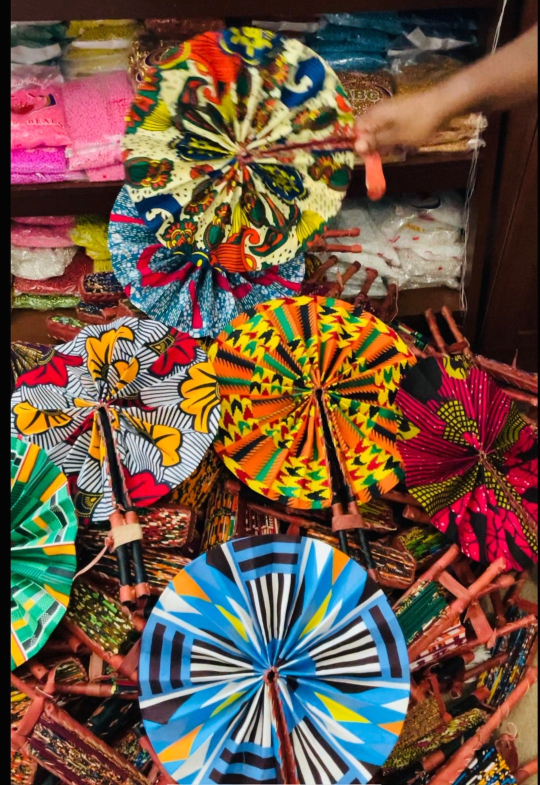 RANDOM Hand Fan, African Fabric Fan, Folding Hand Fans Made With Ankara ...