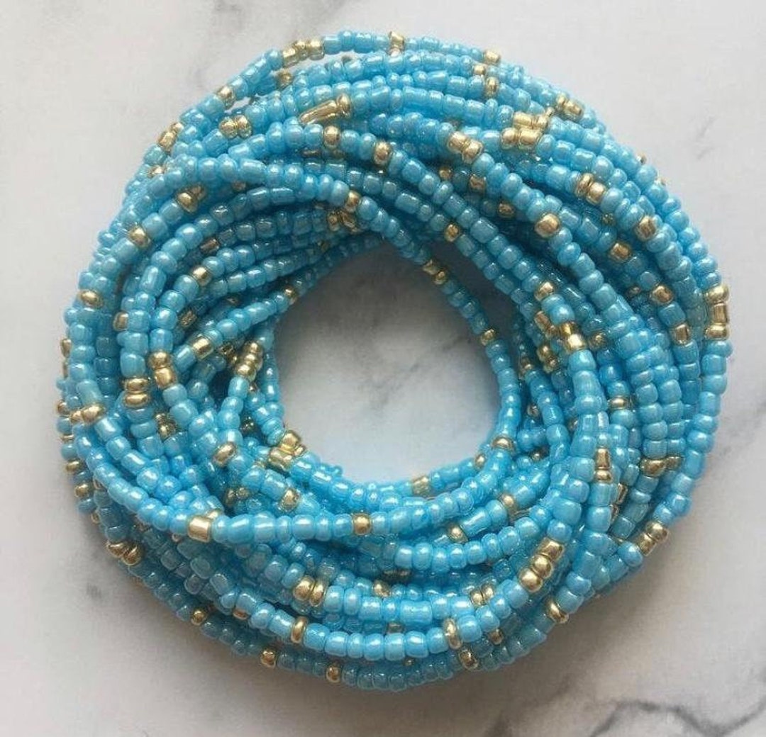 Light Blue Waist Beads, African Waist Beads, Crystal Waist Beads, Made ...