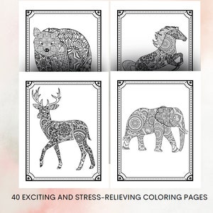 Relaxing Animal Mandalas Coloring Book for Adults /40 Unique and ...