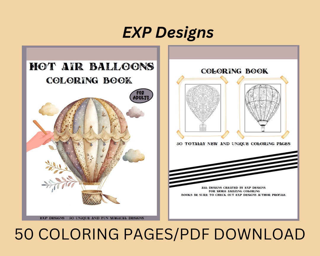 Hot Air Balloons Coloring Book - for Kids, Teens, and Adults/easy and ...