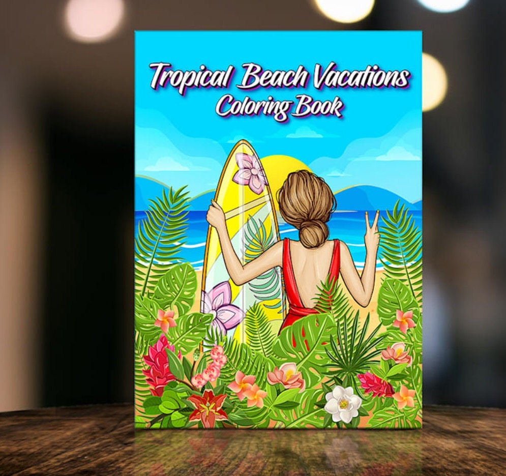 Tropical Beach Vacations Coloring Book for Adults/30 Digital - Etsy