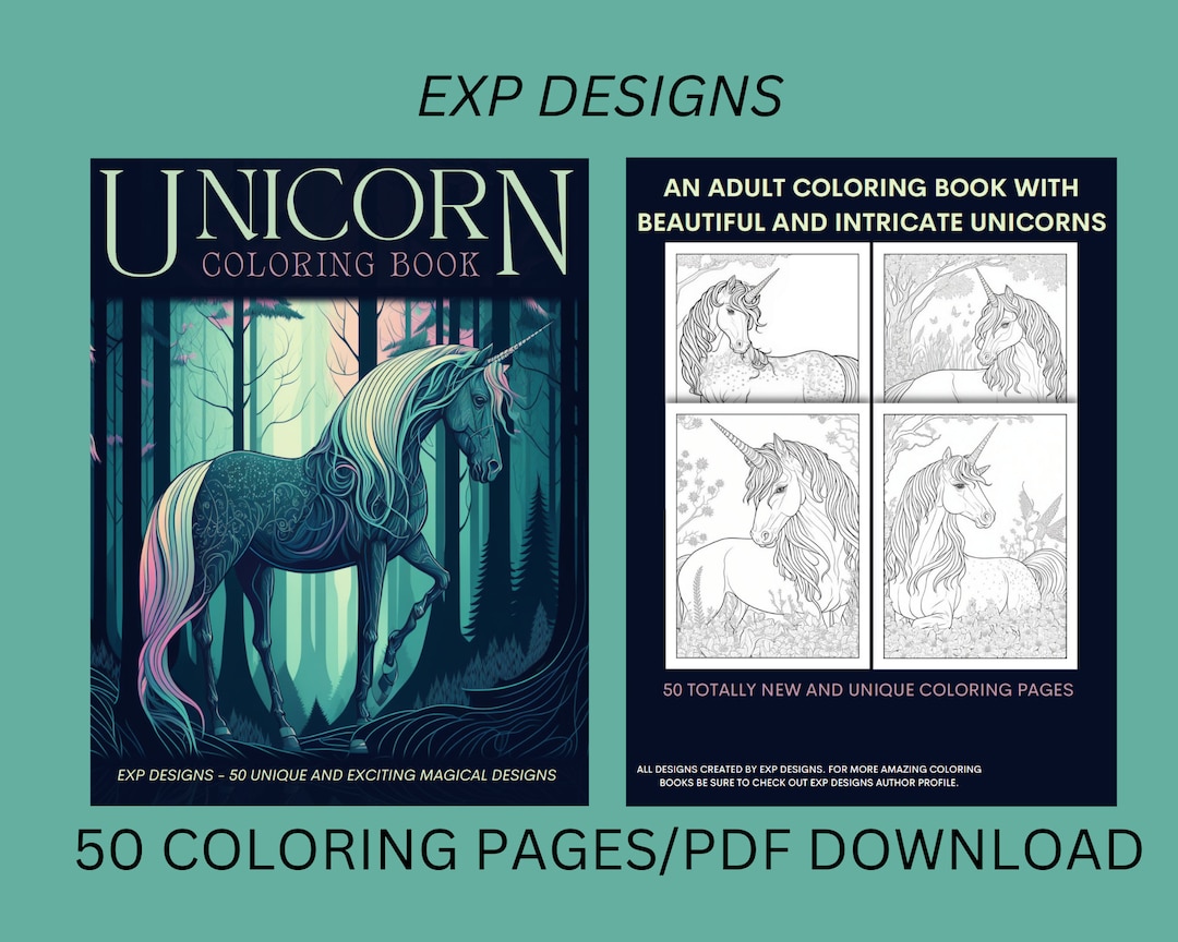 Unicorn Coloring Book for Teens and Women/50 Coloring Pages /magical ...