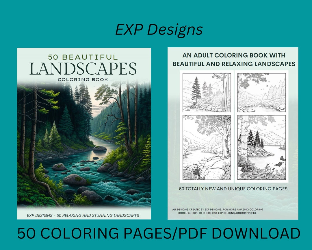 Beautiful Landscapes Coloring Book /50 Stunning Landscapes Coloring ...
