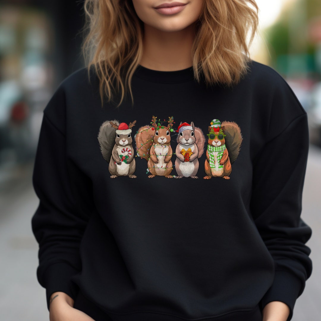 Squirrel Christmas Sweatshirt,squirrel Christmas Light Shirt, Merry ...