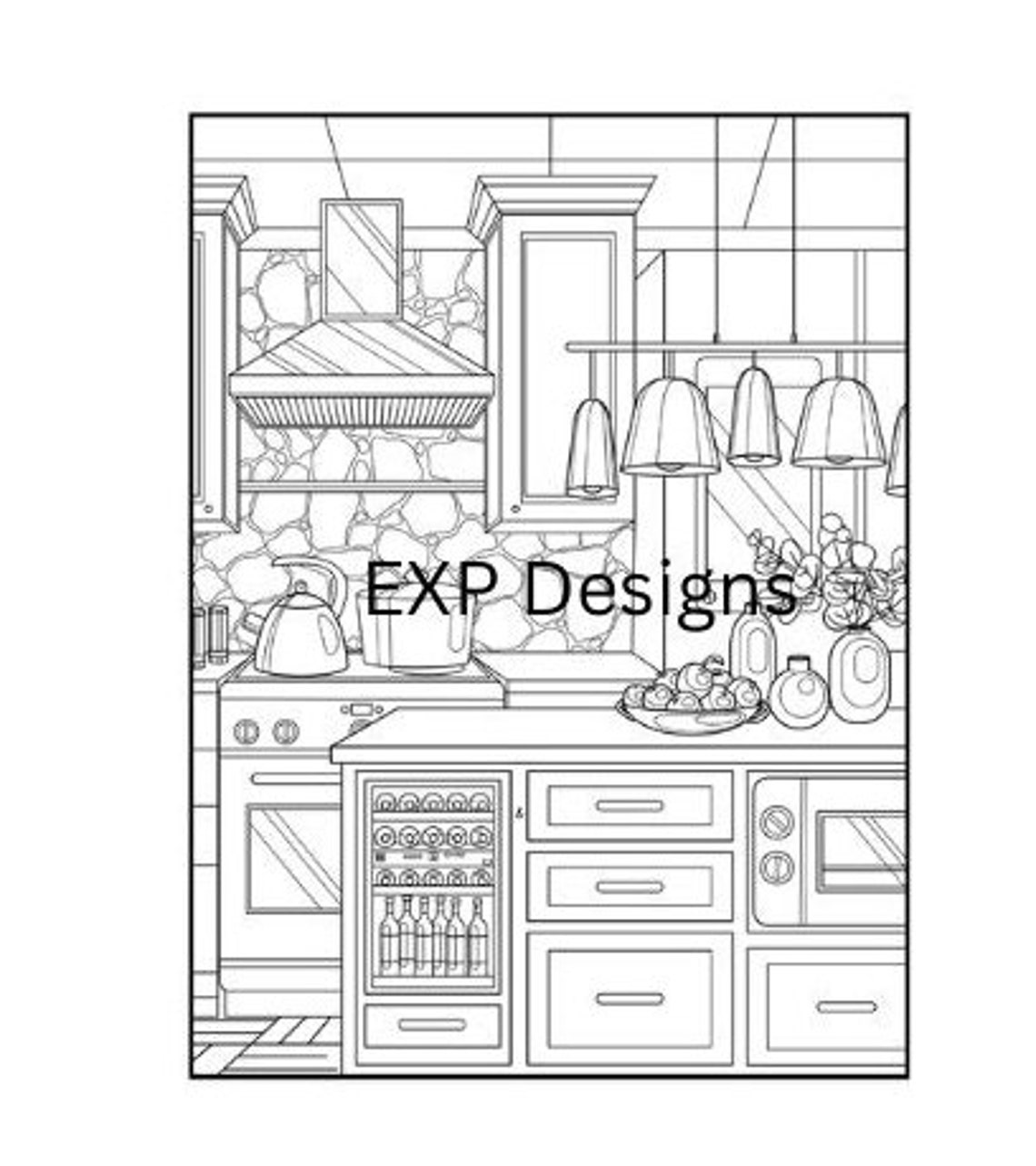 Amazing Home Interior Adult Coloring Book for Adults/35 Coloring Pages ...