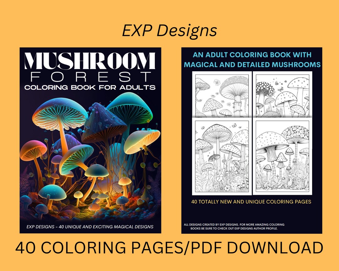 Mushroom Forest Coloring Book /40 Unique and Magical Detailed Mushroom ...