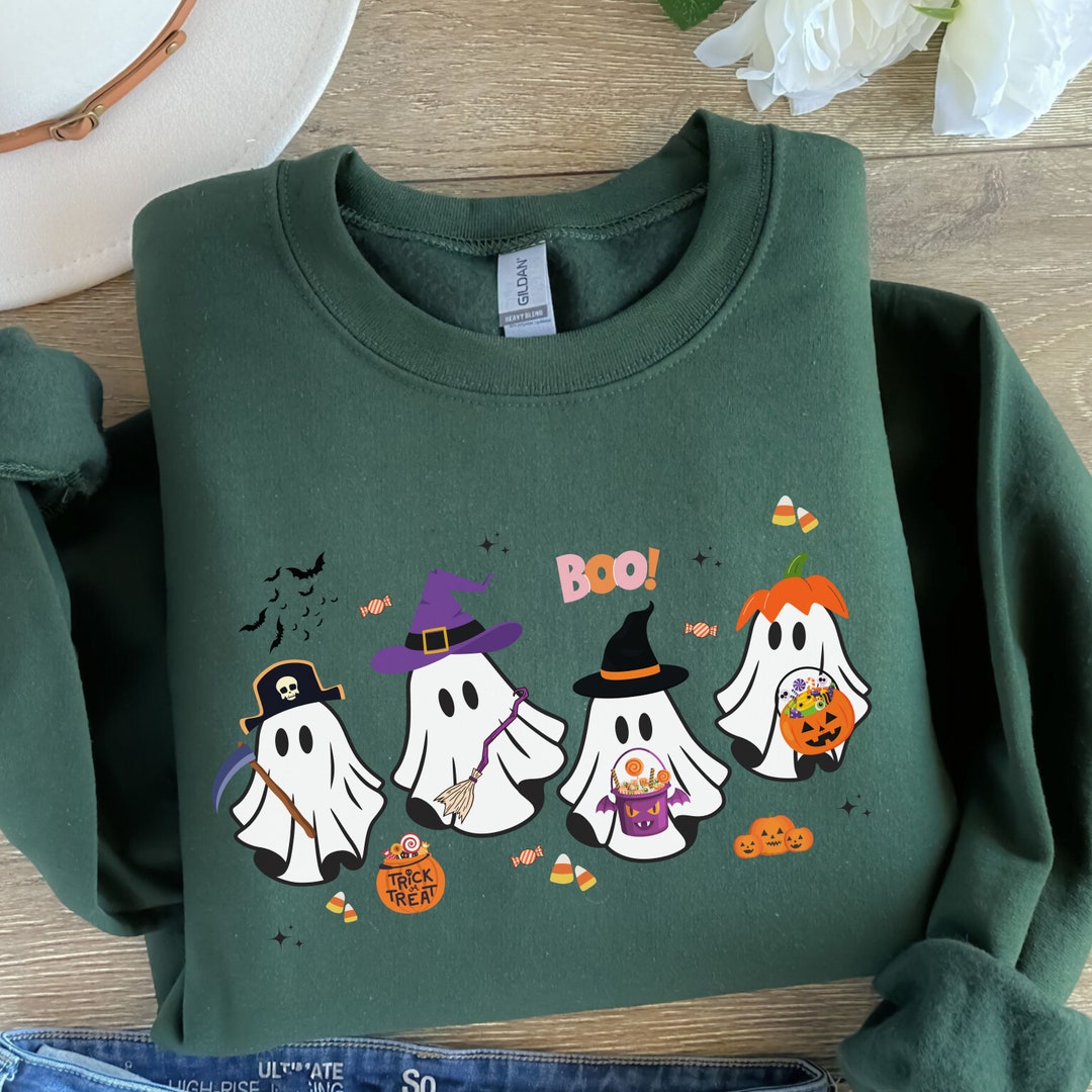 Halloween Ghost Sweatshirt Ghost Lovers Shirt Halloween Tee Retro ...