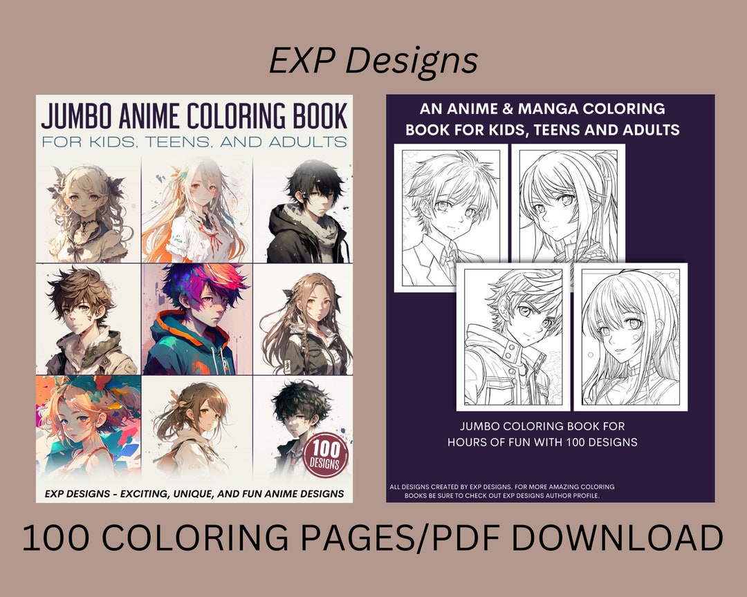 Jumbo Anime Coloring Book - for Kids, Teens, and Adults/anime and Manga ...