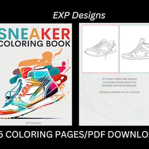 Sneaker Coloring Book for Women/unique Sneaker & Shoe Designs to Color ...