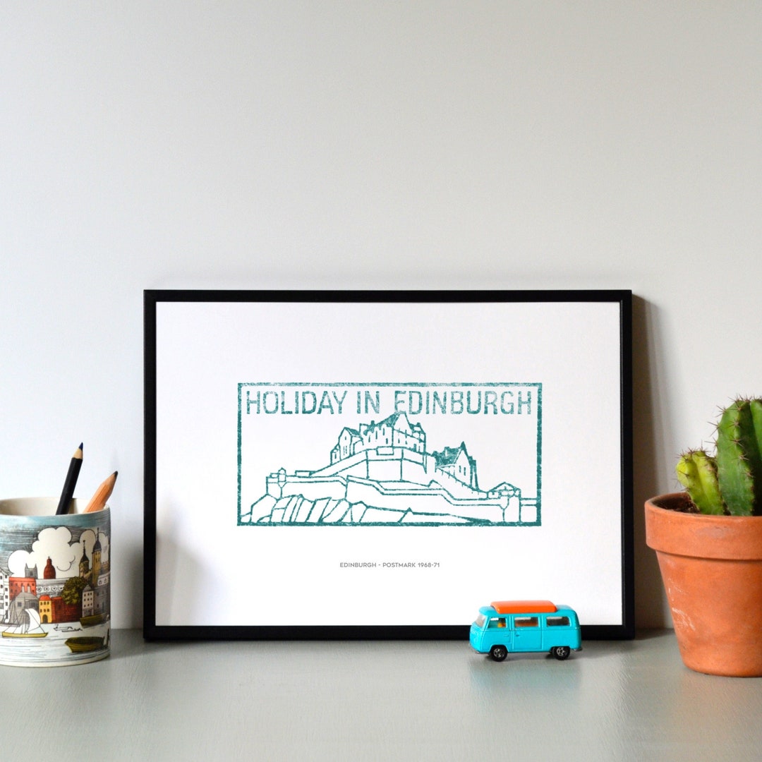 Edinburgh Castle Vintage Postmark Art Print Holiday in Edinburgh ...