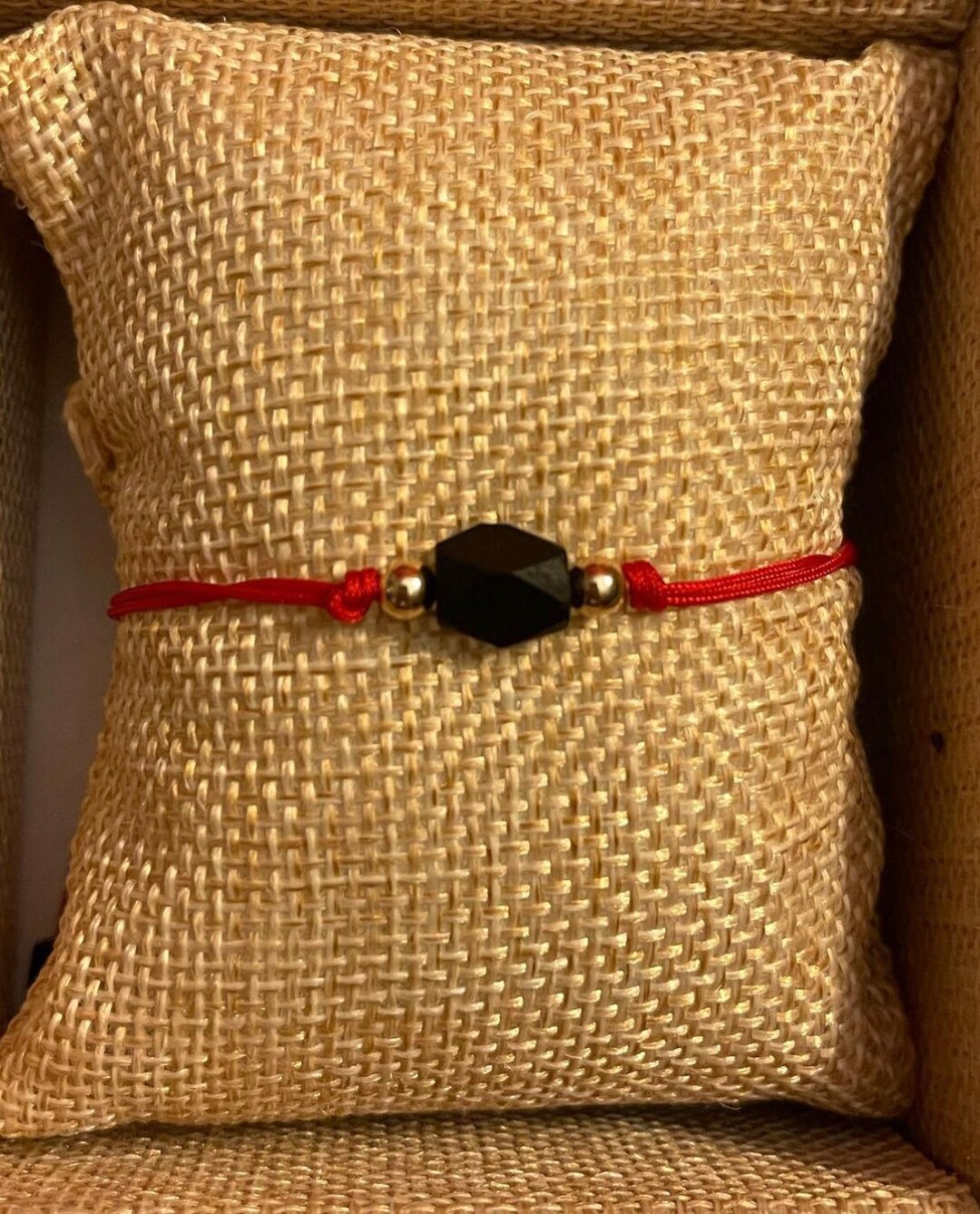 Genuine Traditional Azabache, 14k Gold Beads, Redstring Adjustable ...