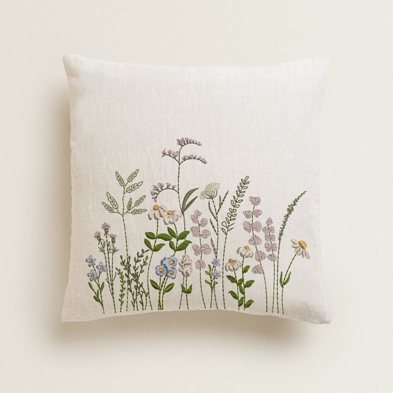 Wildflower Meadow Machine Embroidery Design, Floral Botanical Pattern ...