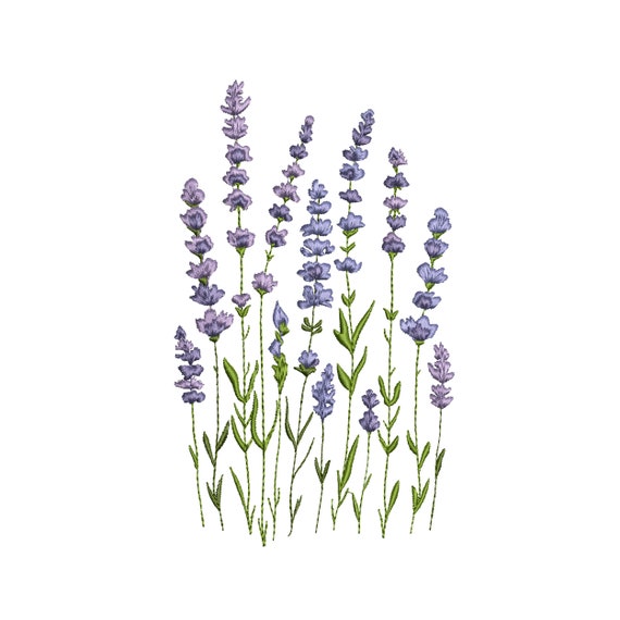 Lavender Flowers Machine Embroidery Floral Botanical Love | Etsy