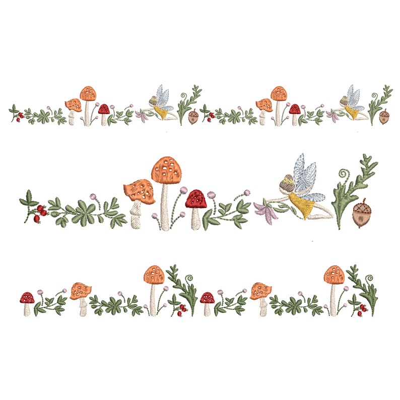 Mushroom Party Border and Wreath Machine Embroidery Design, Birth ...