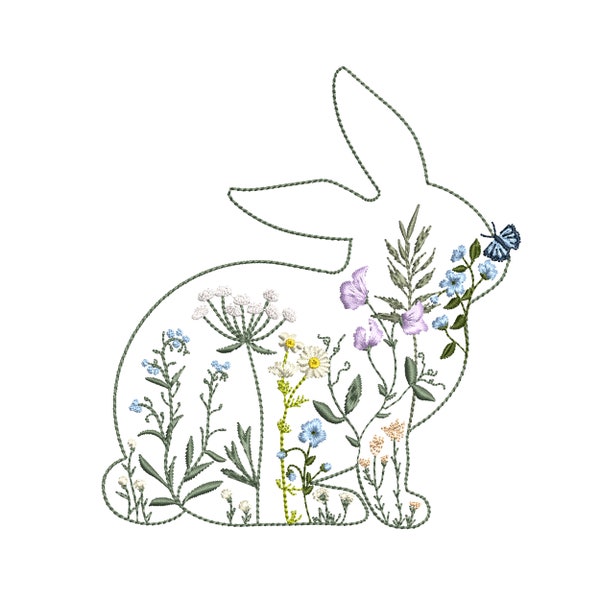 Rabbit Hand Embroidery Pattern - Etsy