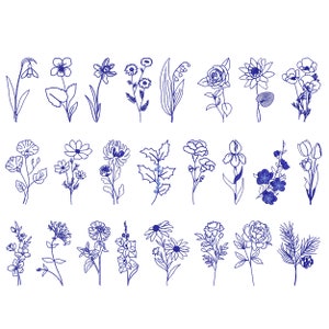 24 Birth Flowers Machine Embroidery Design Bundle, Birth Flower ...