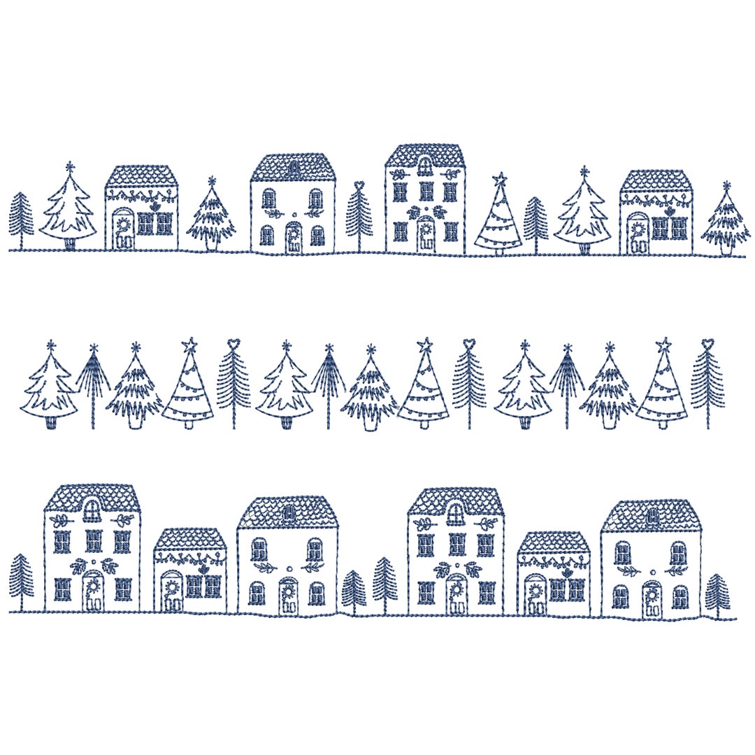 3 Christmas Tree Border Machine Embroidery Designs, Winter Holiday ...
