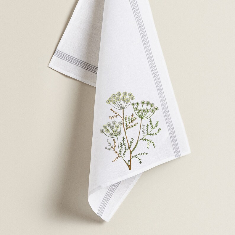 Yarrow Flower Machine Embroidery Wild Flowers Floral Botanical Garden ...