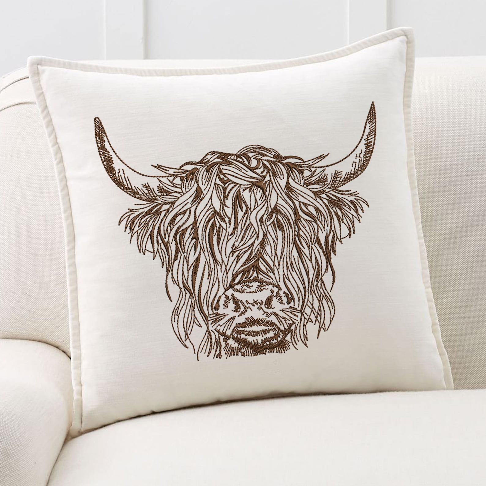 Scottish Highland Cow Machine Embroidery Design, Floral Farm Animal ...