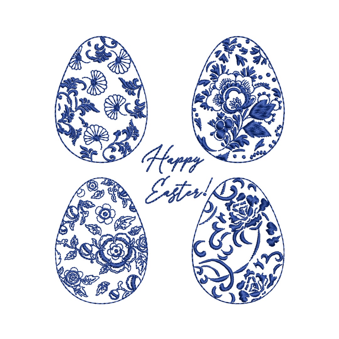 Chinoiserie Easter Egg Machine Embroidery Design, Spring Holiday Eggs ...