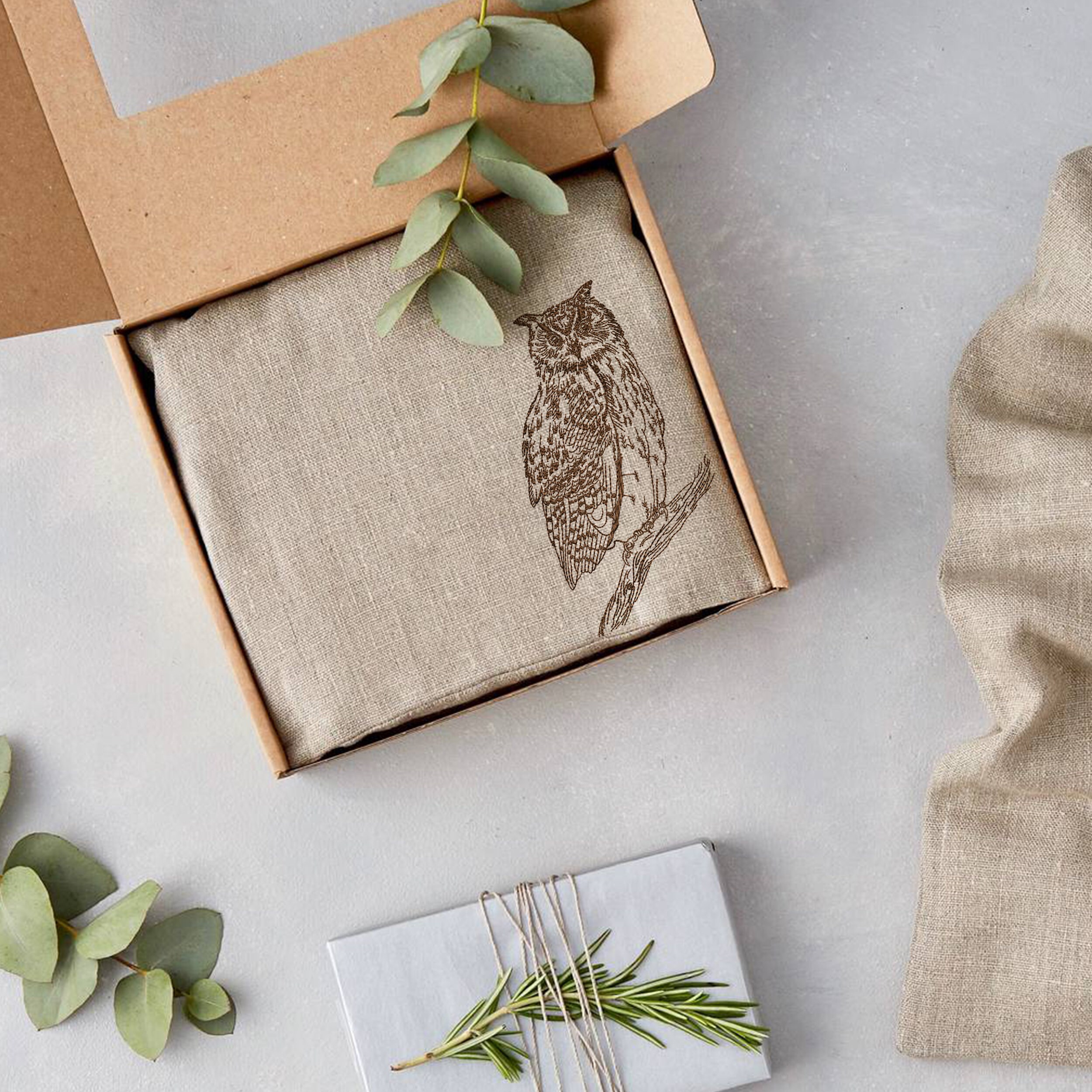 Owl Machine Embroidery Design Sketched Style Bird Animal | Etsy