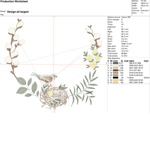 Easter Spring Wreath Machine Embroidery Design, Flower Floral Bird ...
