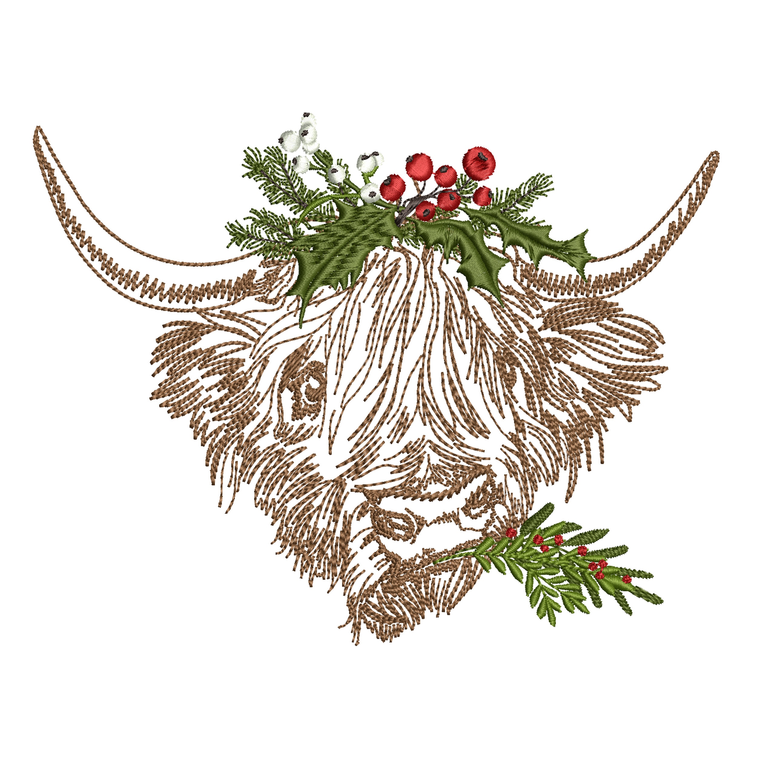 Christmas Scottish Highland Cow Machine Embroidery Design - Etsy