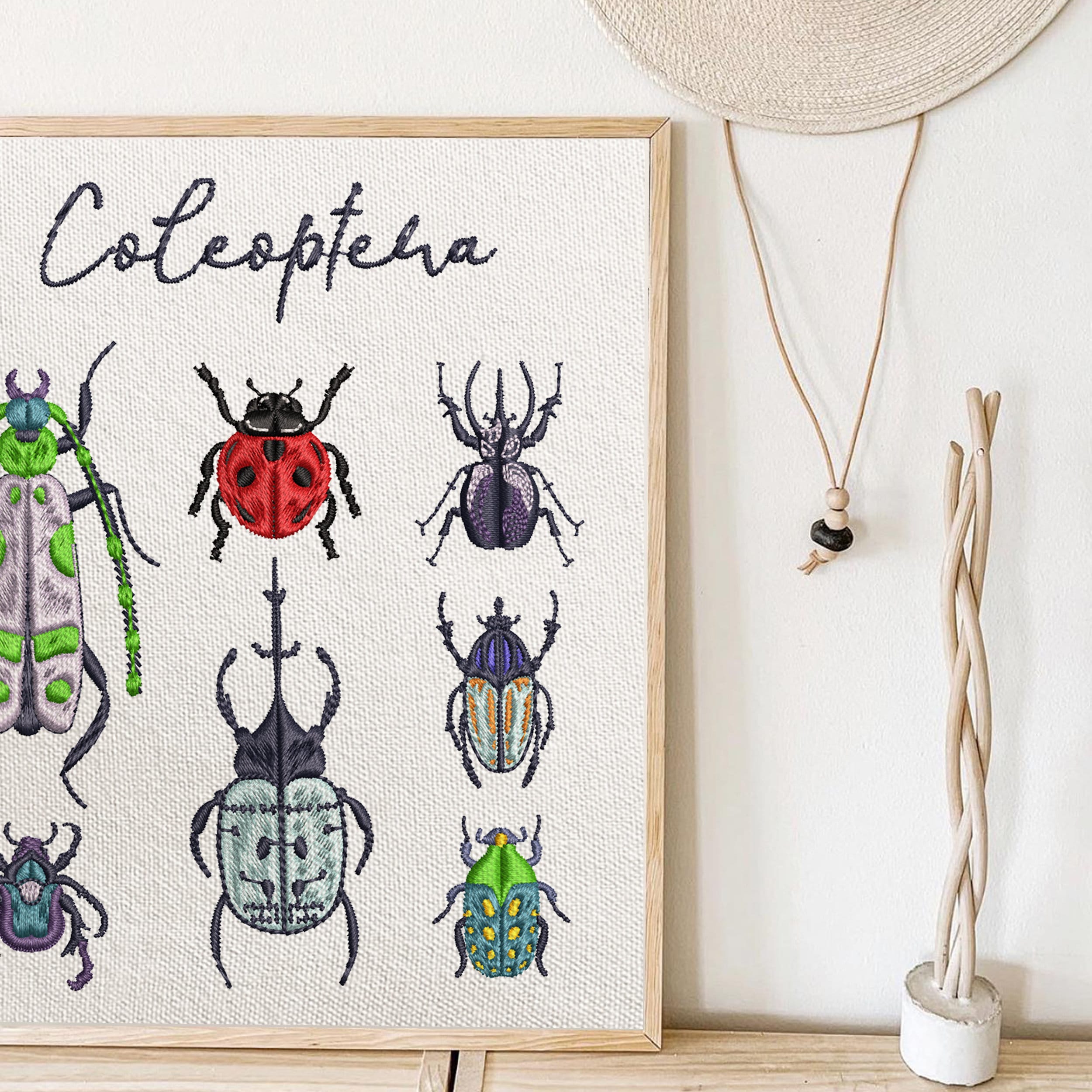 Beetle Insects Machine Embroidery Bugs Floral Botanical Flower Garden ...