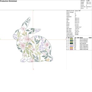 Easter Flower Bunny Machine Embroidery Design, Blue and White ...