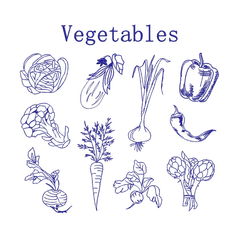 Machine Embroidery Vegetables - Etsy