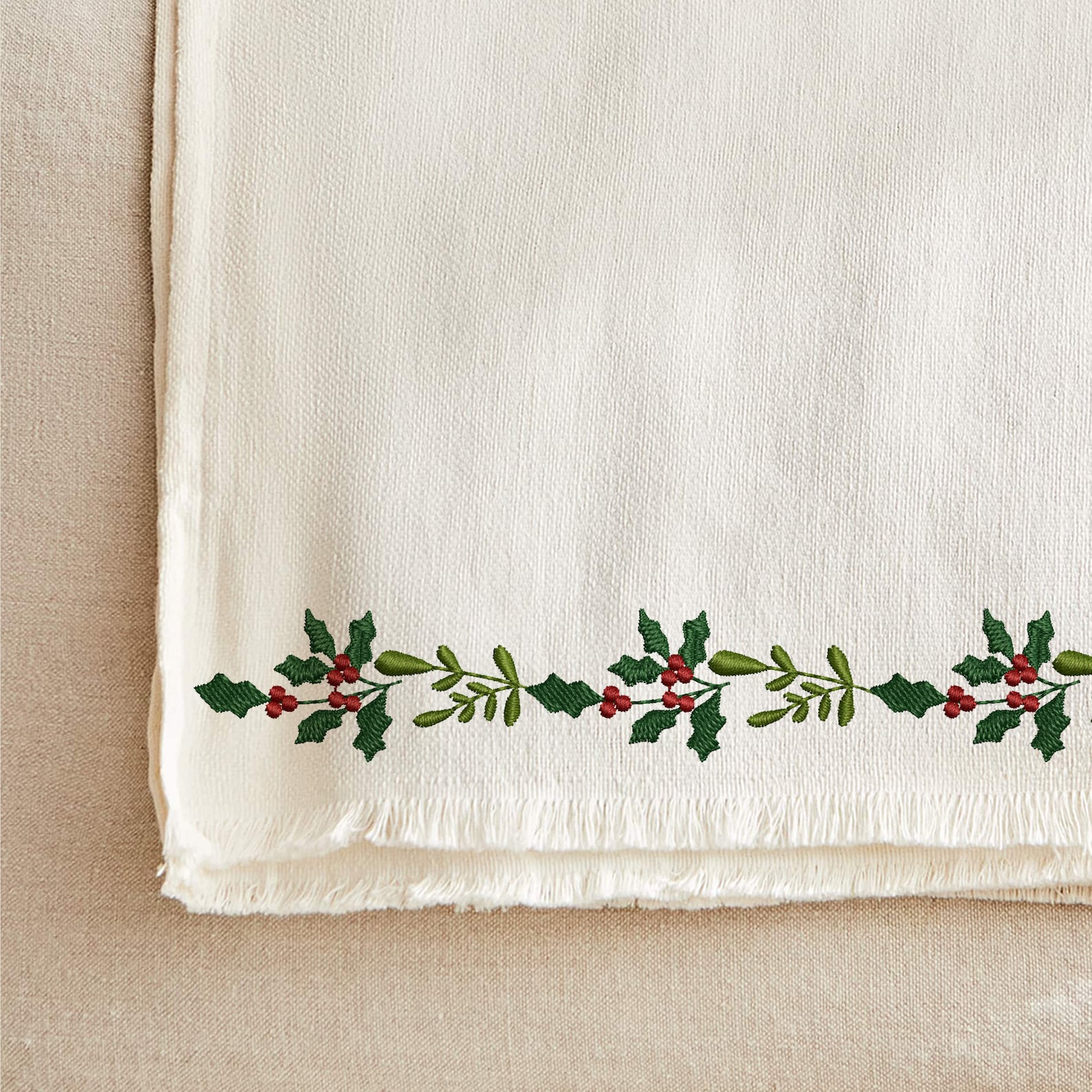 4 Christmas Borders for Machine Embroidery, Mistletoe Holly Botanical ...