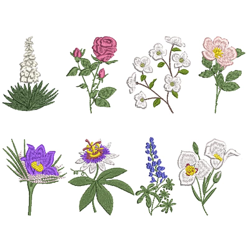 50 U.S. State Flowers Machine Embroidery Design, Flower Pattern Instant ...