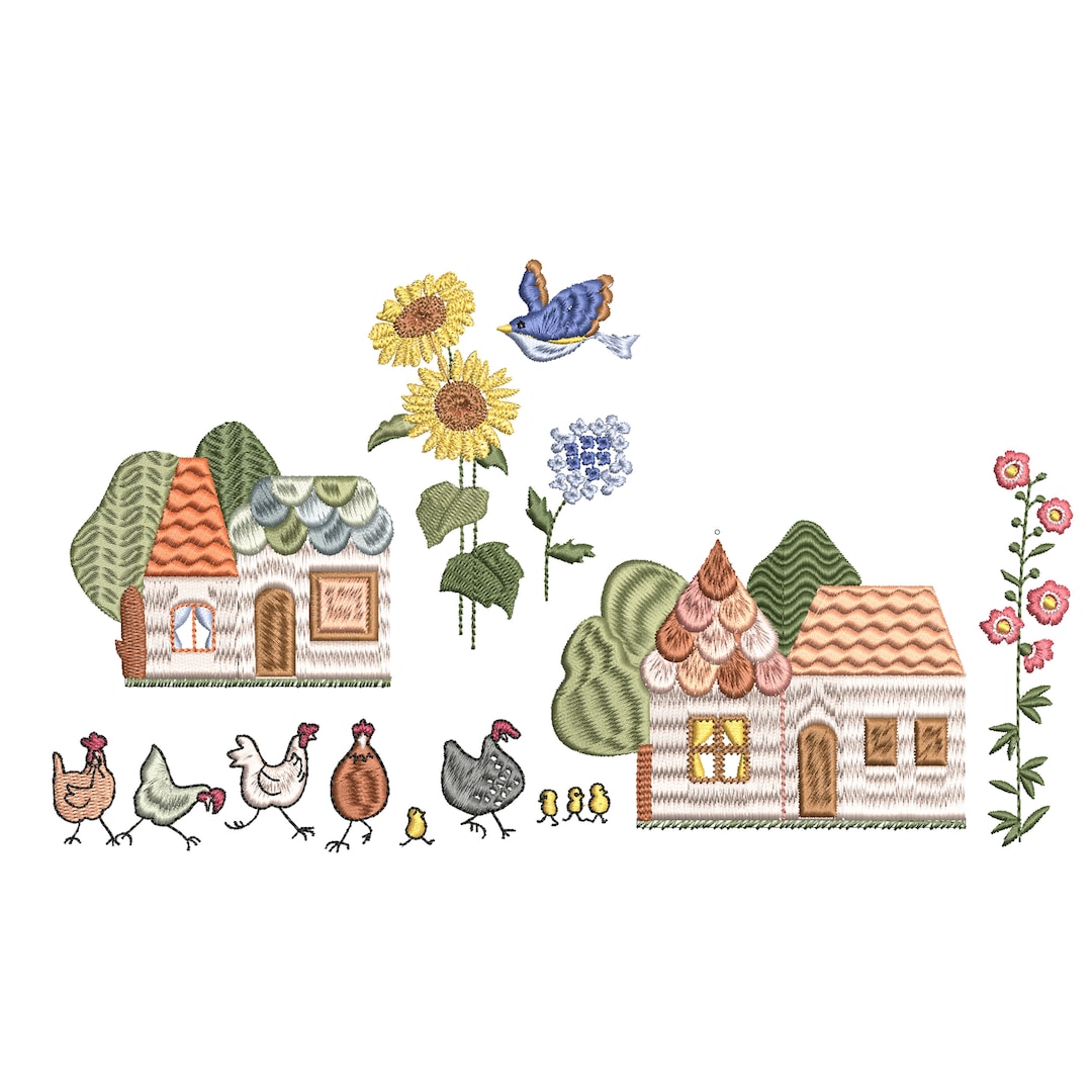 Countryside Theme Machine Embroidery Bundle, Sunflower Chicken and ...