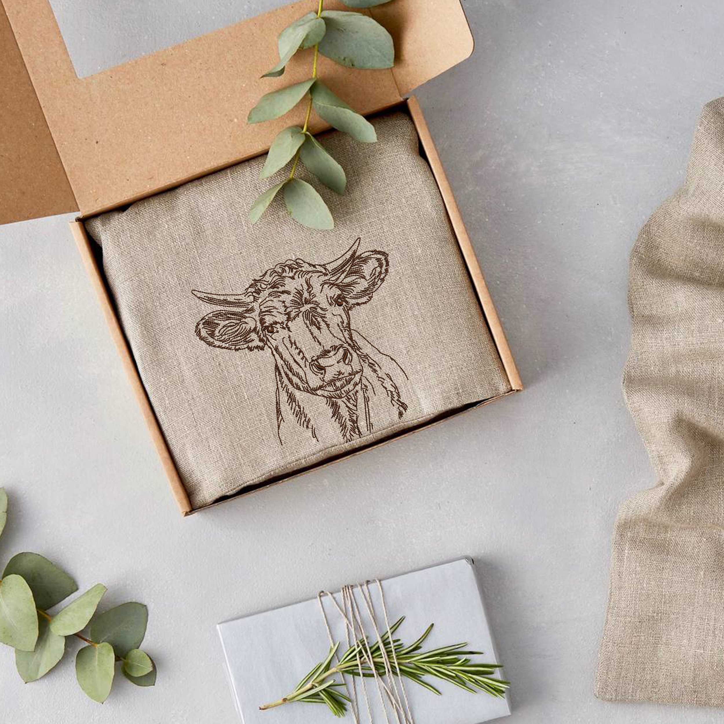 Meadow Cow Machine Embroidery Design, Calf Bull Ox Cattle Farm Animal ...