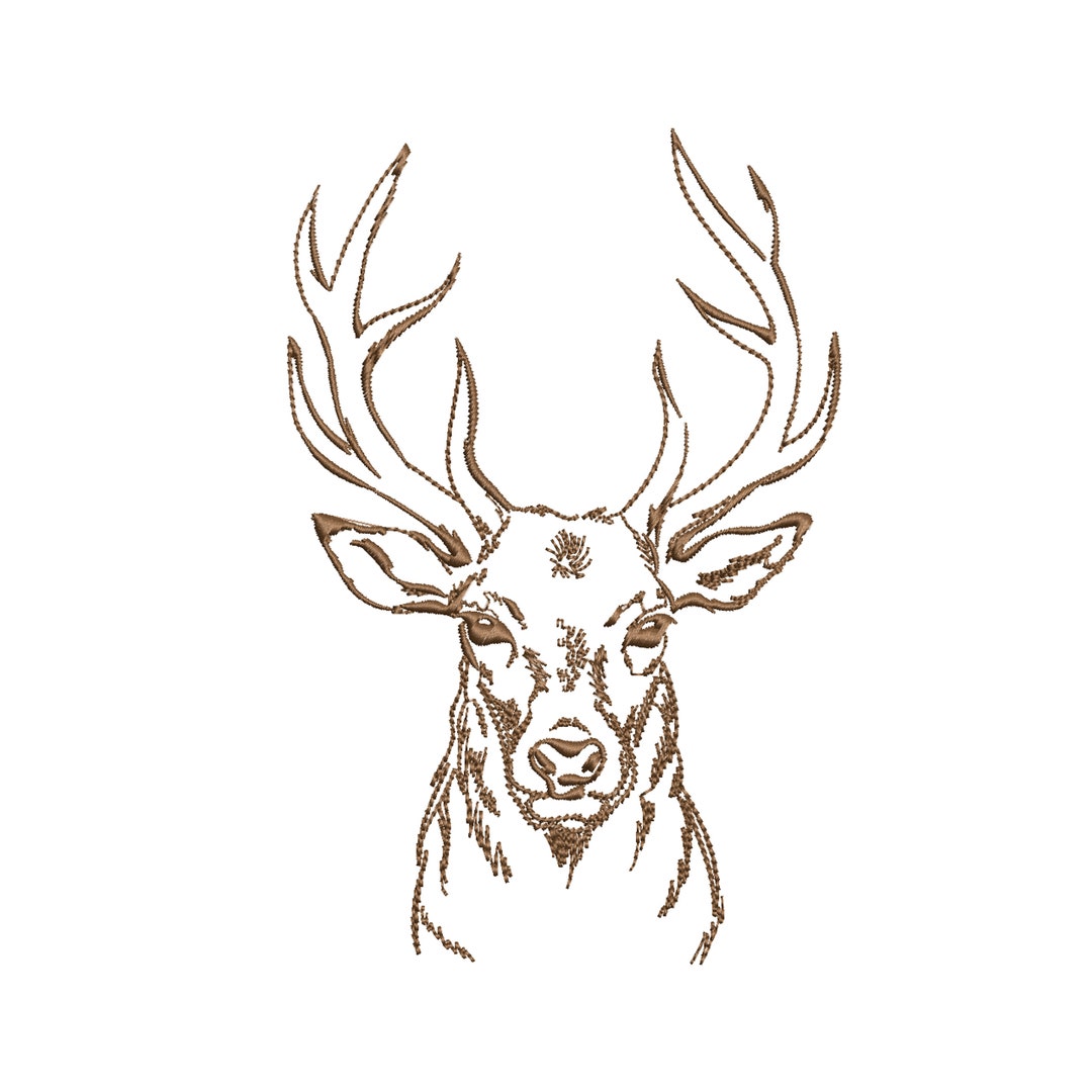 Deer Stag Machine Embroidery Design, Floral Farm Animal Instant ...