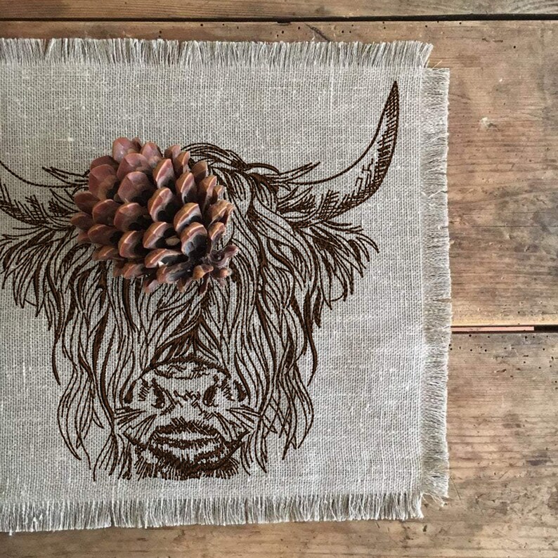 Scottish Highland Cow Machine Embroidery Design Floral Farm - Etsy