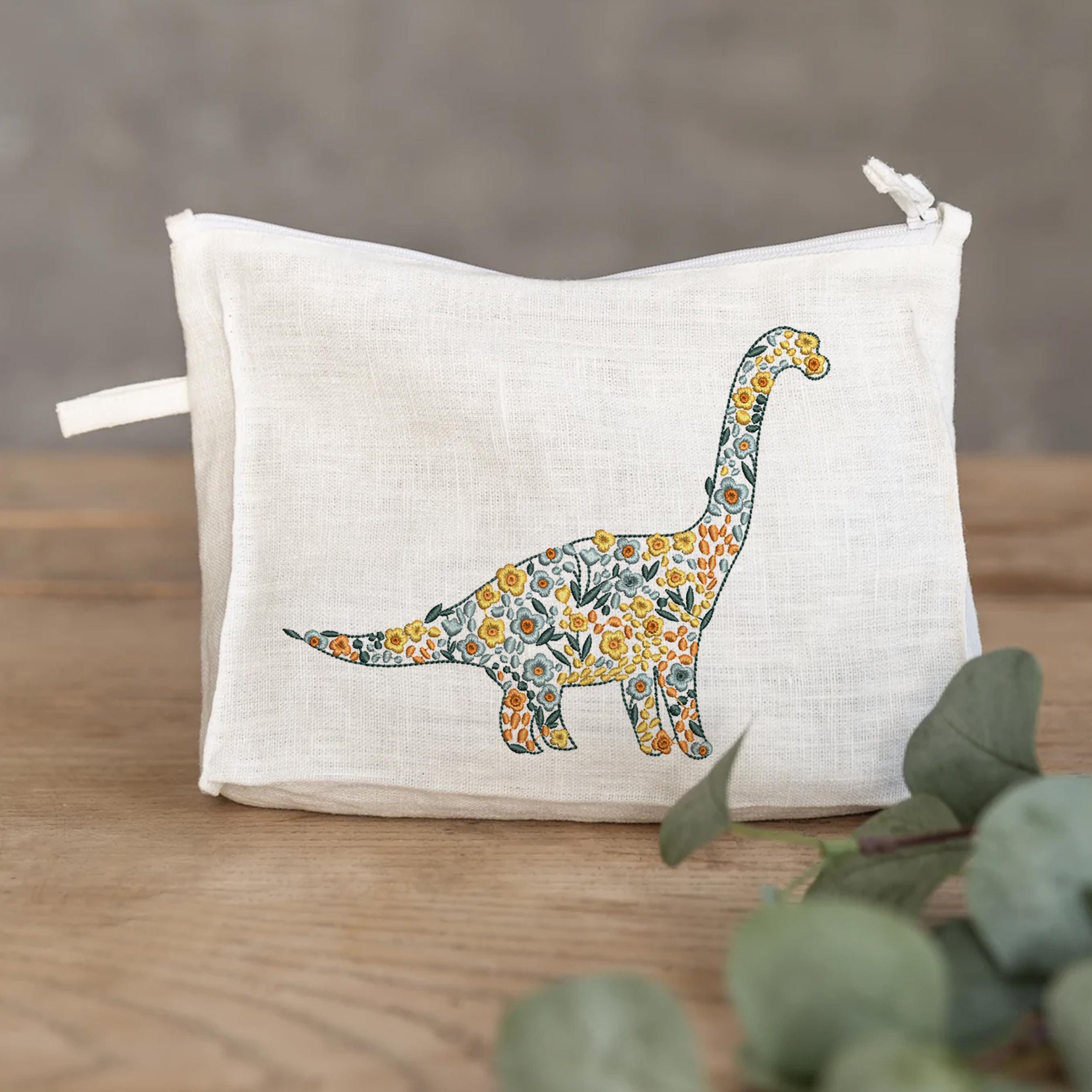 Flower Brontosaurus Dinosaur Machine Embroidery Design, Baby Floral ...
