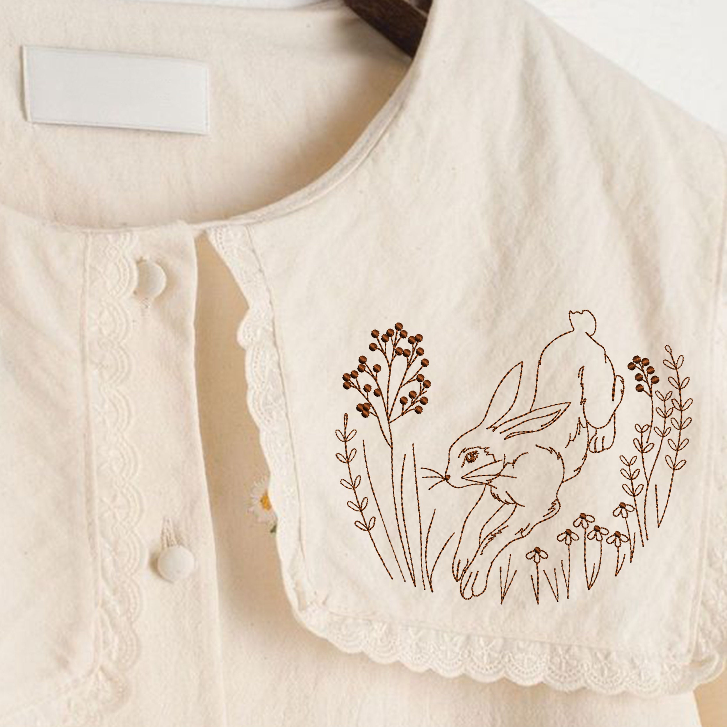 Forest Hare Machine Embroidery Design, Floral Easter Bunny Instant ...