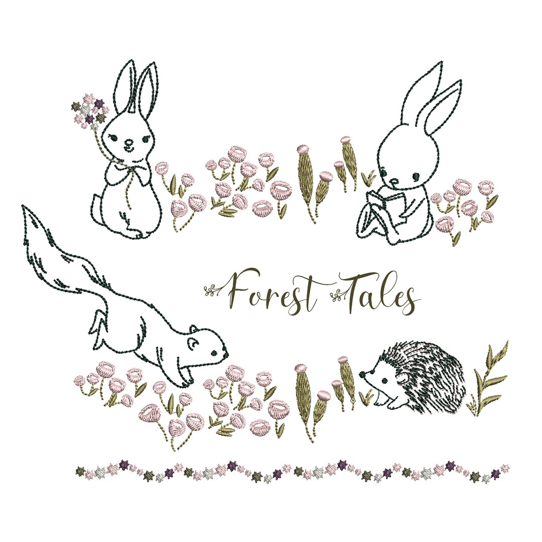 Forest Tales Machine Embroidery Design Borders, Birth Flower Easter ...