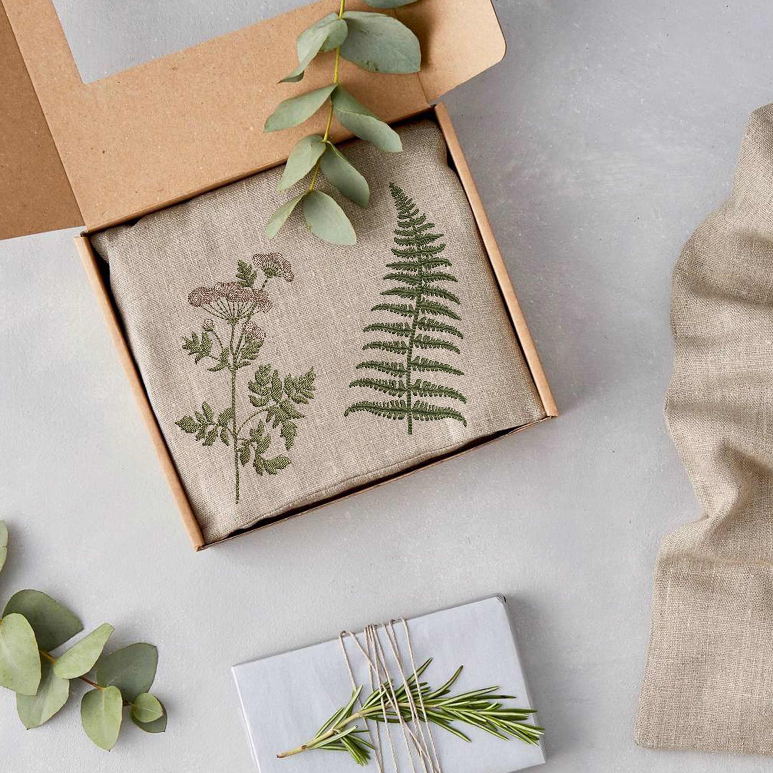 Fern and Flowers Machine Embroidery Floral Botanical Grass - Etsy