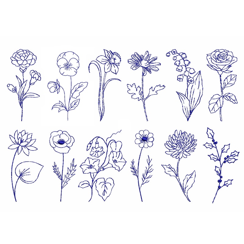 Flower Embroidery Design - Etsy