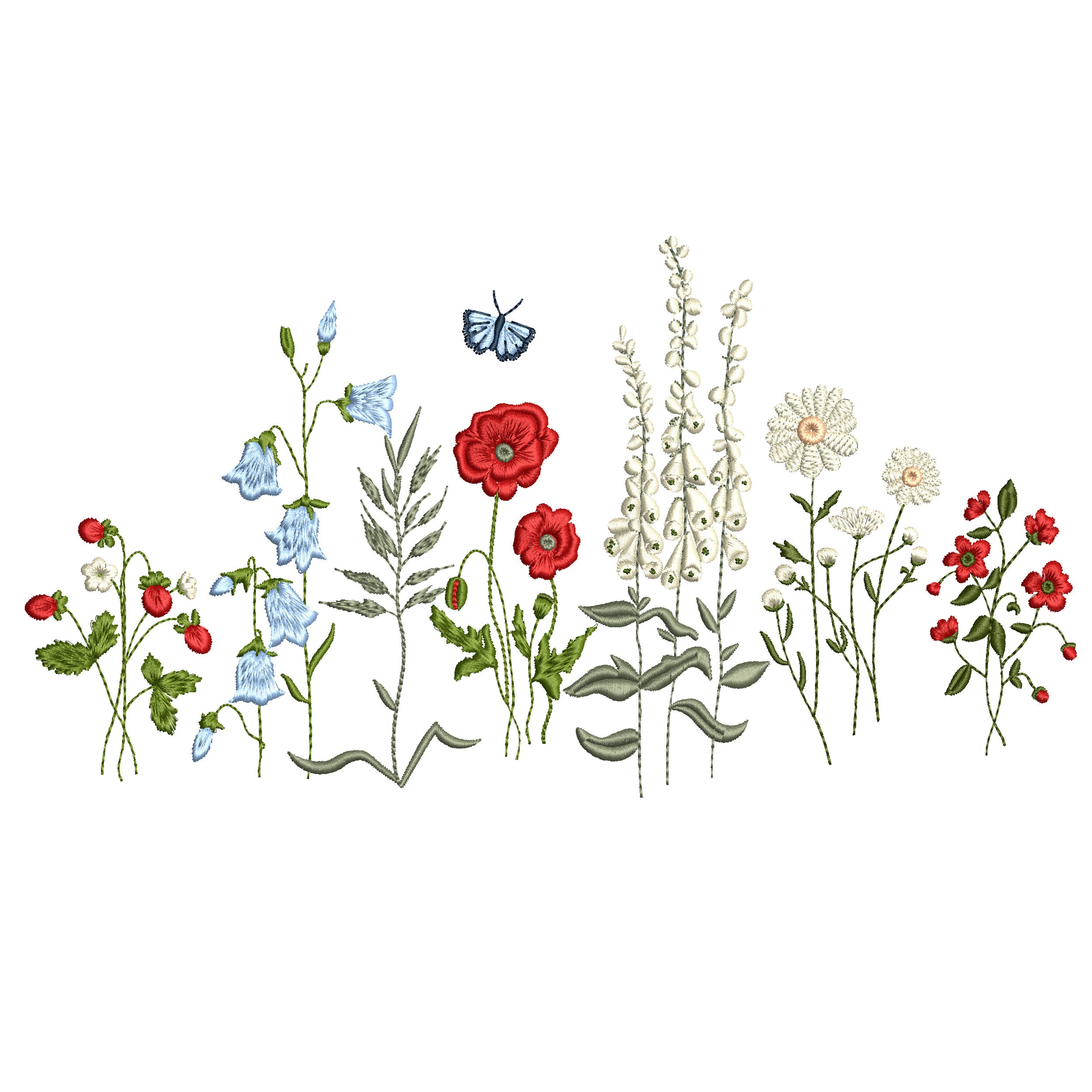 Wild Garden Flowers Machine Embroidery Design, Poppy Meadow Pattern ...