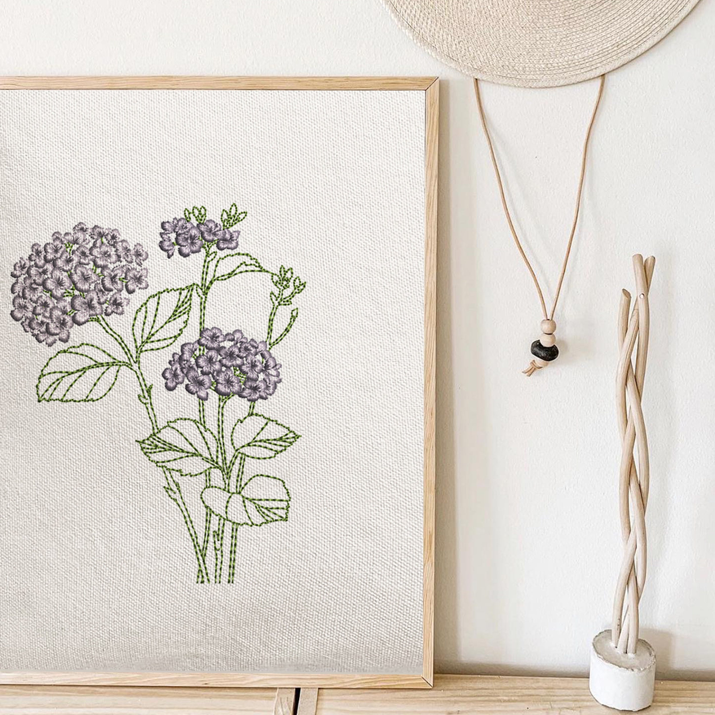 Hydrangea Flower Machine Embroidery Floral Botanical Garden Pattern ...